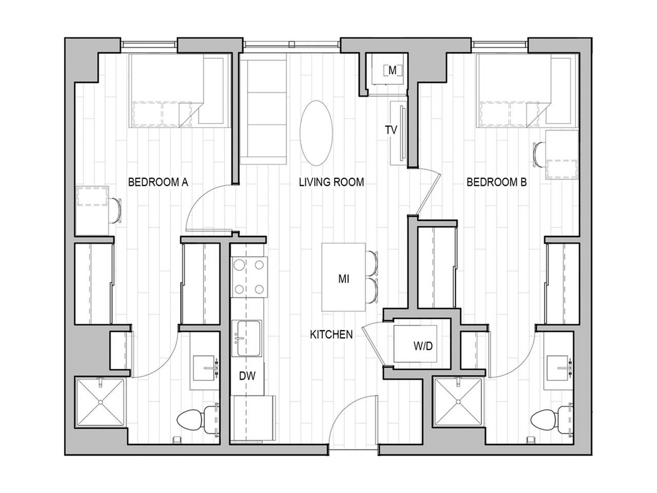 2x2 | 2 Bed Apartment | Identity Dinkytown