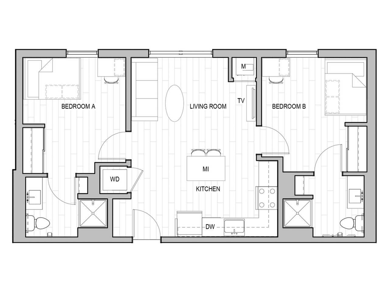 2x2 | 2 Bed Apartment | Identity Dinkytown