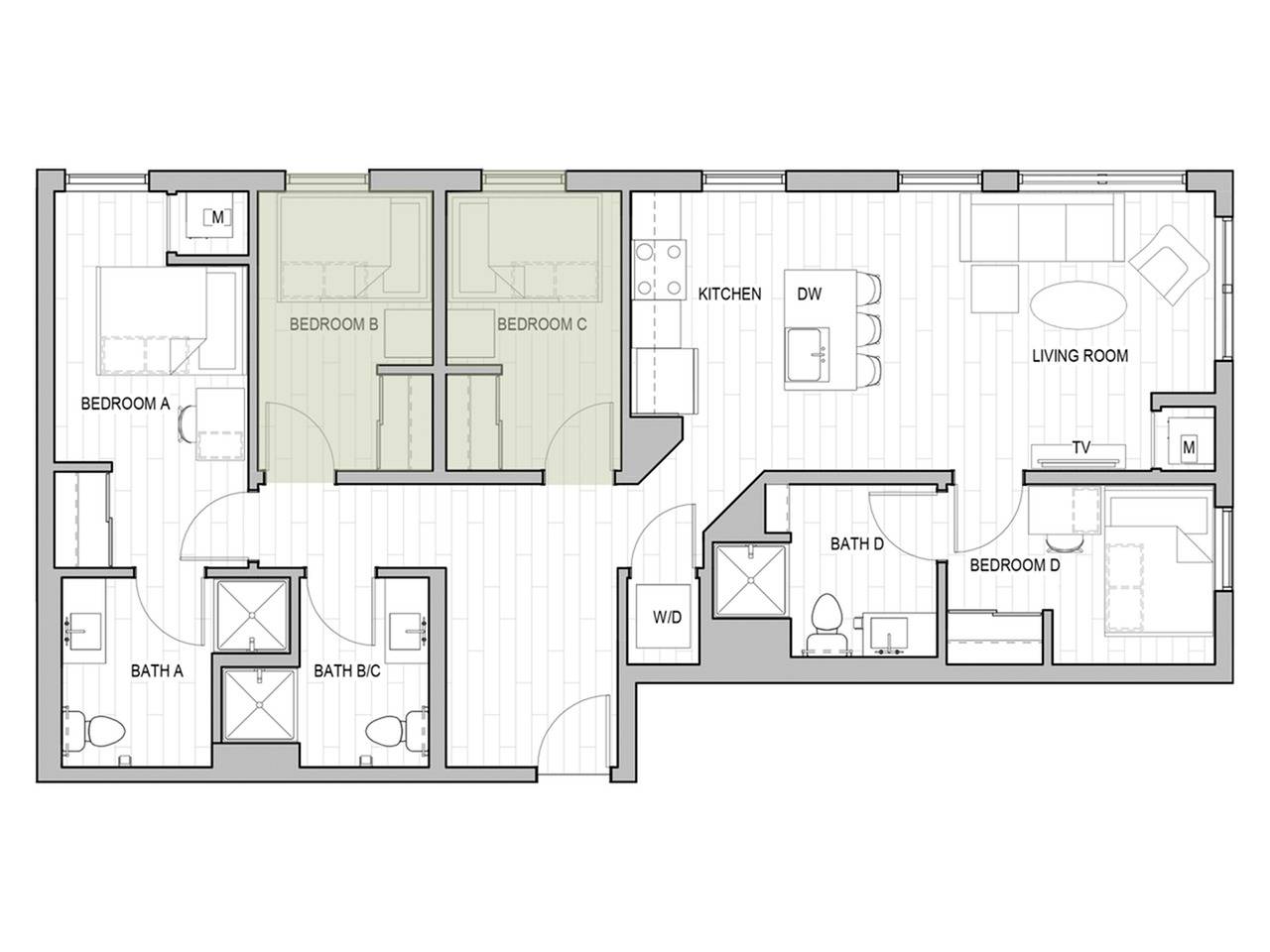4x3 | 4 Bed Apartment | Identity Dinkytown