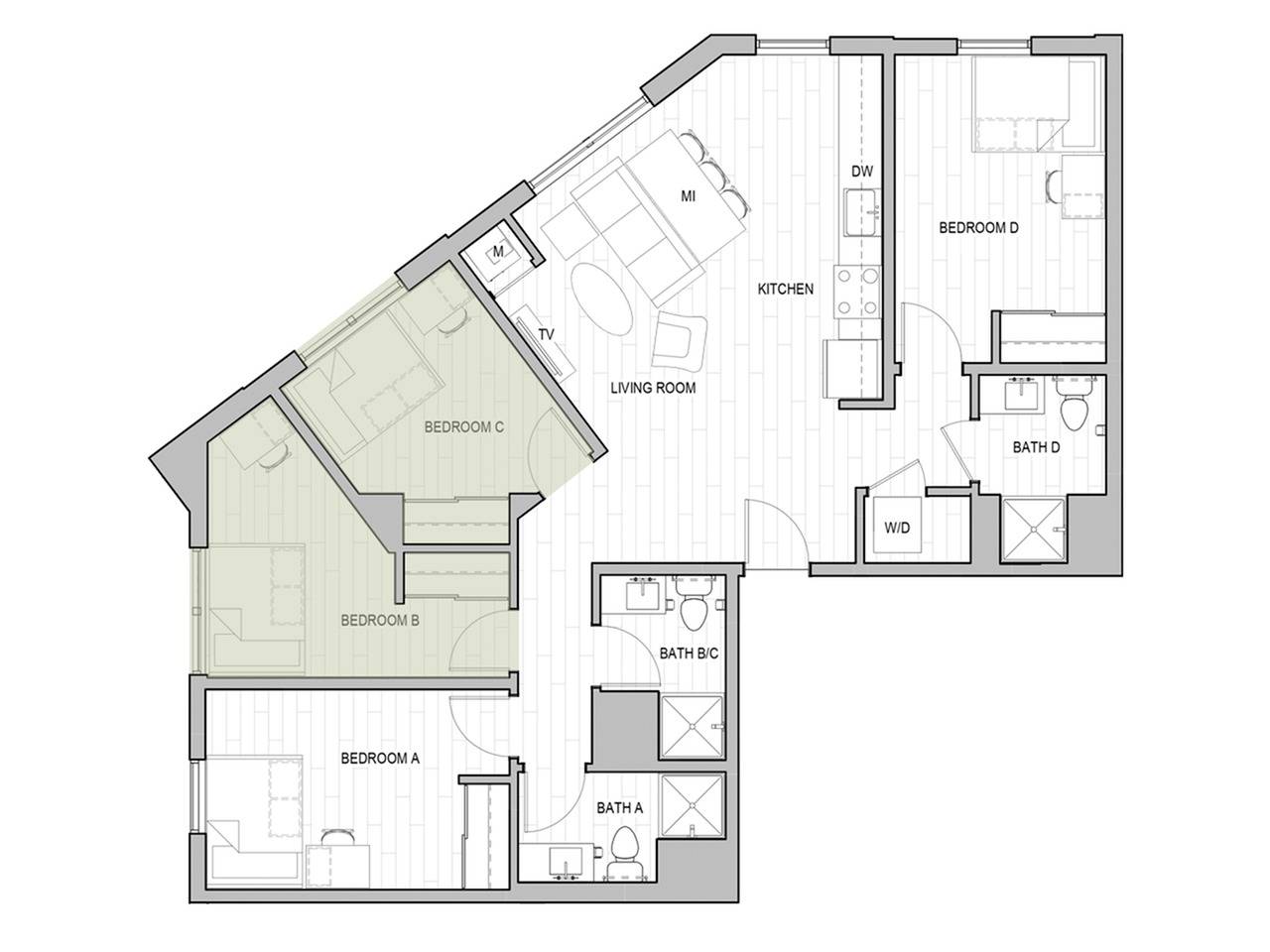 4x3 | 4 Bed Apartment | Identity Dinkytown