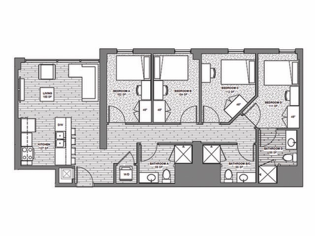 4x3 Penthouse | 4 Bed Apartment | Student | Rise at State College