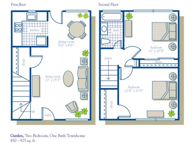 Townhouse Floor Plans 2 Bedroom | Viewfloor.co