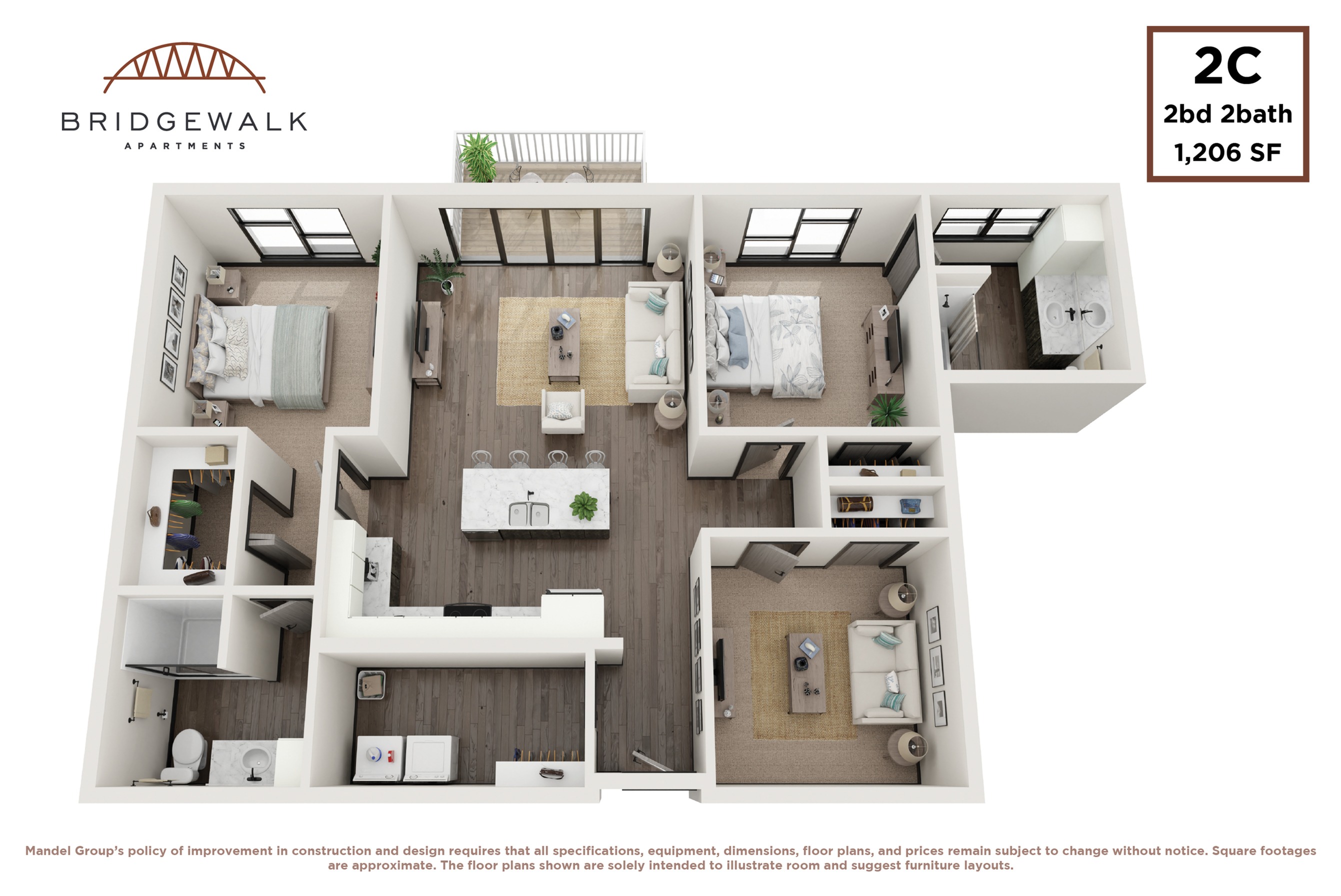 2C | 2 Bed Apartment | BridgeWalk Apartments