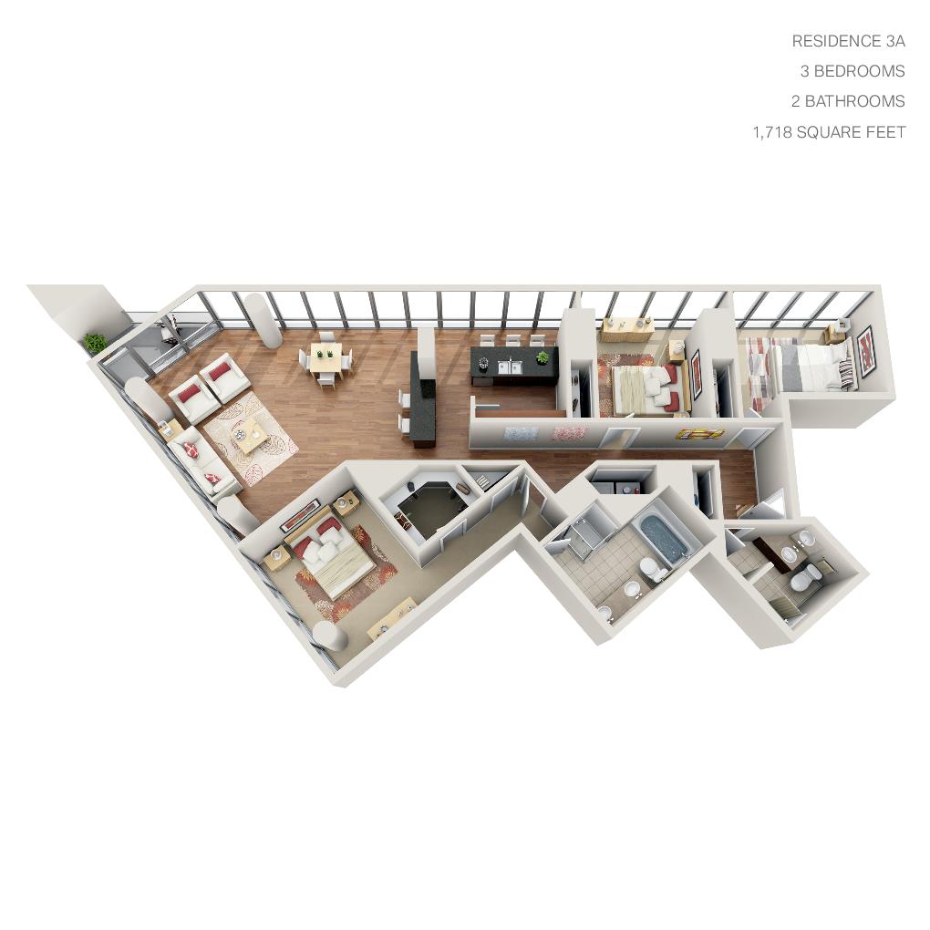 3A | 3 Bed Apartment | Park Lafayette Towers