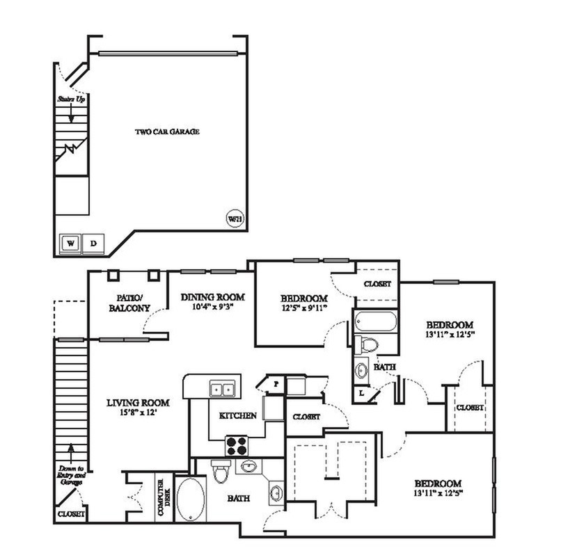 F2 W Attached Double Garage 3 Bed Apartment Raveneaux