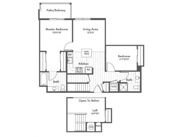 B3L Two Bedroom with Loft | 2 Bed Apartment | Modera 44