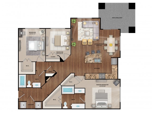 1 - 3 Bed Apartments - Check Availability | The Reserve at Sandstone ...