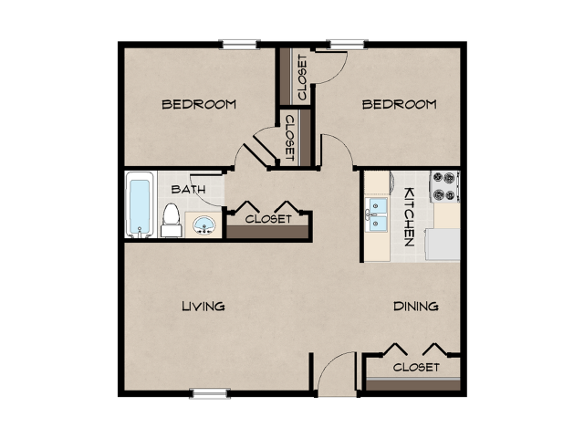 2x1 | 2 Bed Apartment | Pyramid Apartments
