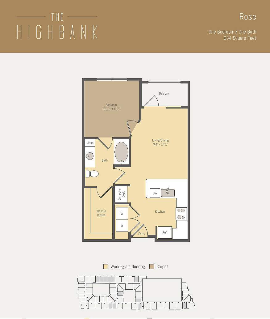 Floor Plans | The Highbank | 1-2 Bedroom Apartments in Houston