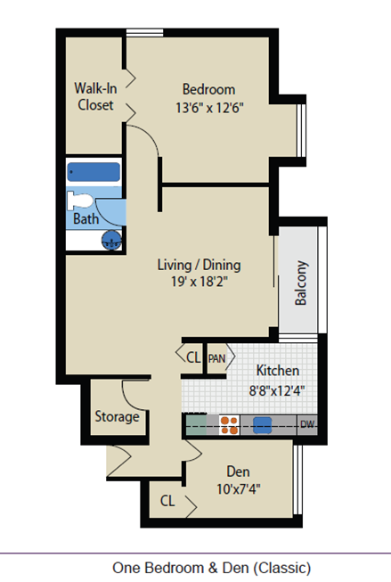 1B1B & Den - Classic | 1 Bed Apartment | Plum Tree Apartments