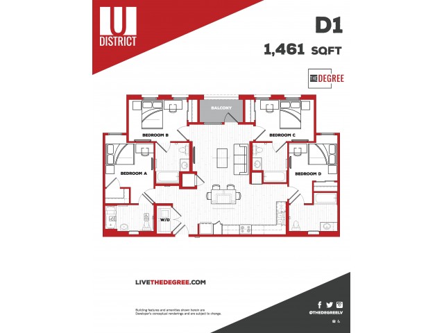 4BR/4BA - D1 | 4 Bed Apartment | The Degree