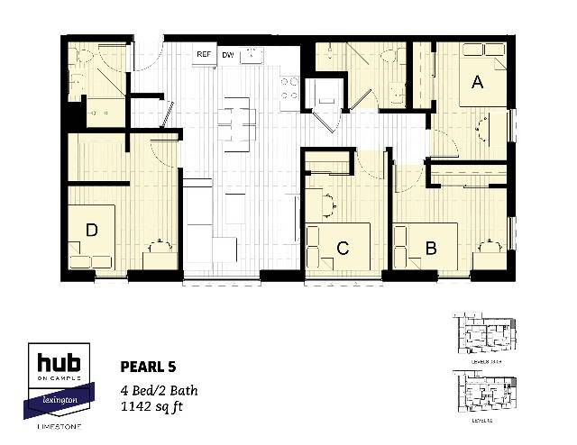 4x2 E | 4 Bed Apartment | Hub on Campus Lexington Limestone